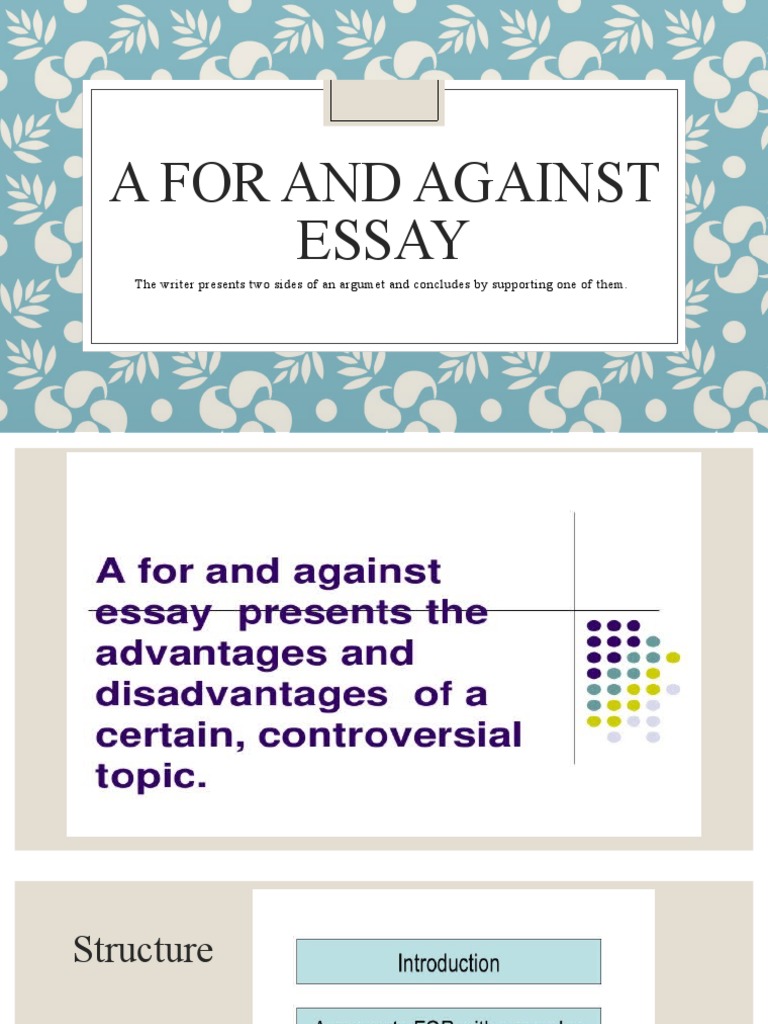 A For and Against Essay | PDF