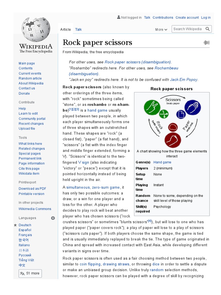 En Wikipedia Org Wiki Rock - Paper - Scissors | PDF | Leisure