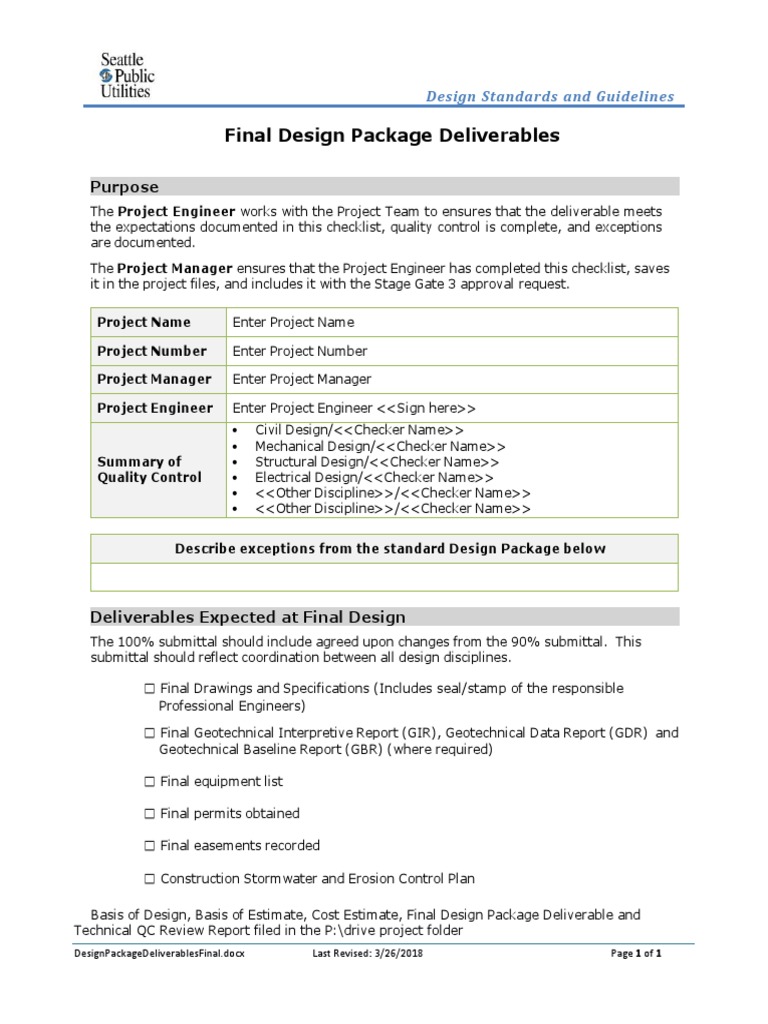 Design Package Deliverable S Final | PDF