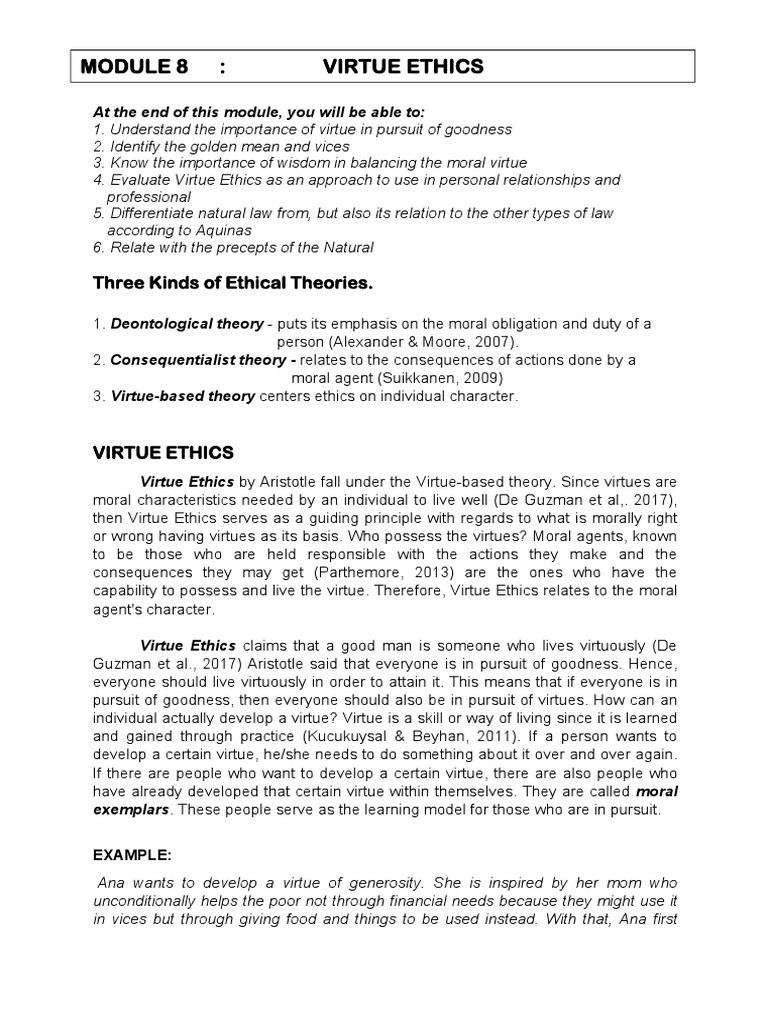 Virtue Ethics: Three Kinds of Ethical Theories | PDF | Virtue Ethics ...