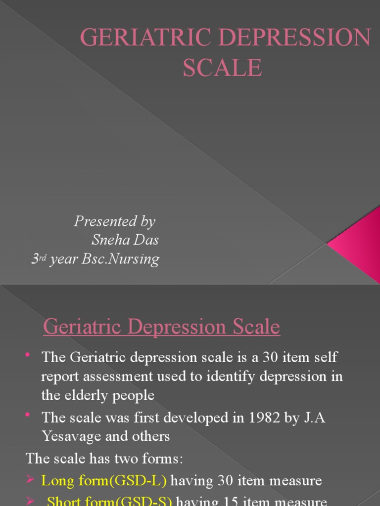 Geriatric Depression Scale Overview | PDF | Geriatrics | Depression (Mood)