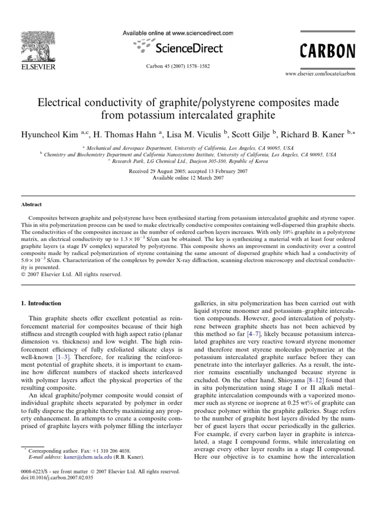 Electrical Conductivity of Graphite and Polystyrene Composites Made ...