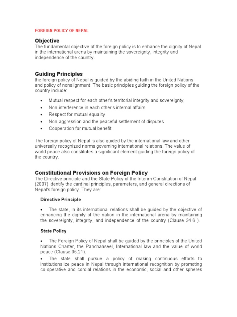 Nepal's Foreign Policy Overview | PDF | Nepal | China