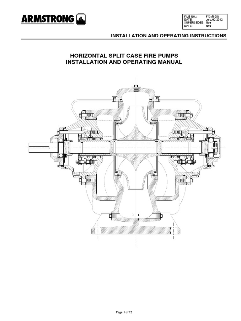 Horizontal Split Case Fire Pumps Installation and Operating Manual | PDF | Pump | Valve