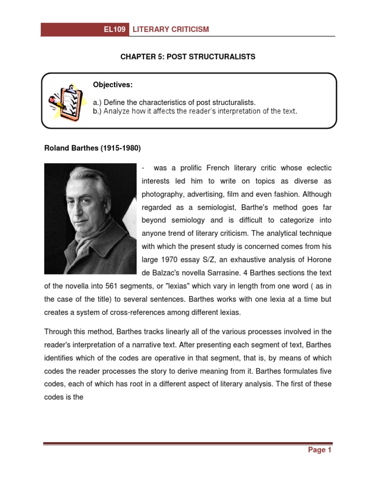 Chapter 5 - Post Structuralists | PDF | Philosophical Movements ...