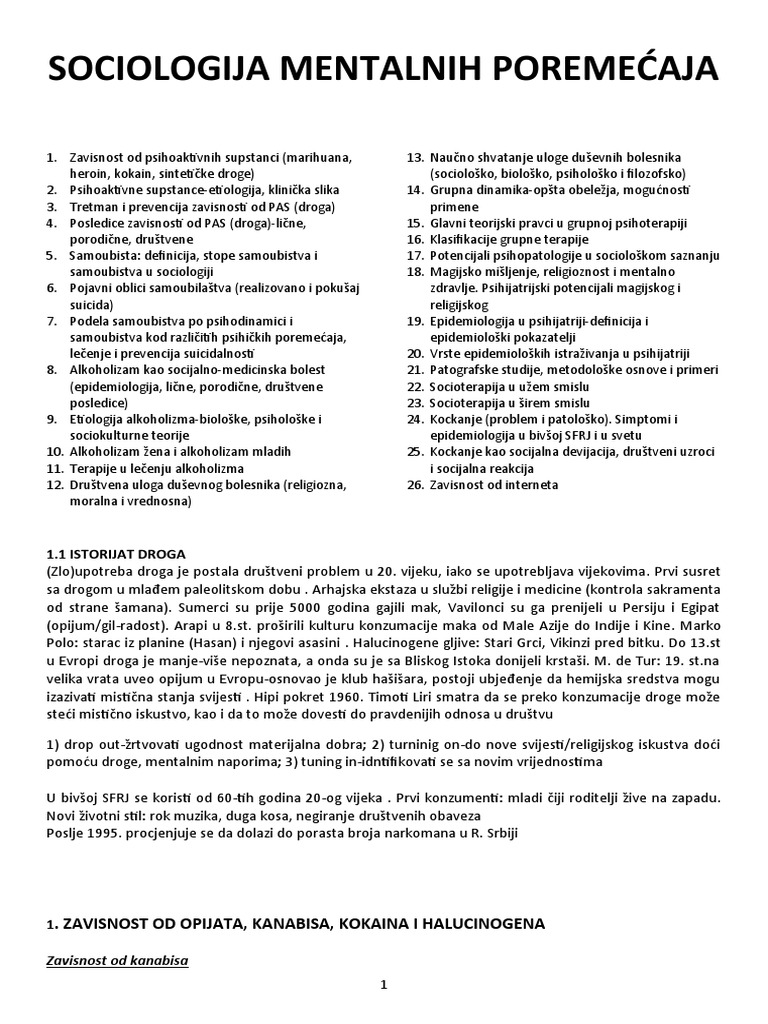 Skripta Za Ispit - MENTALNI POREMECAJI | PDF