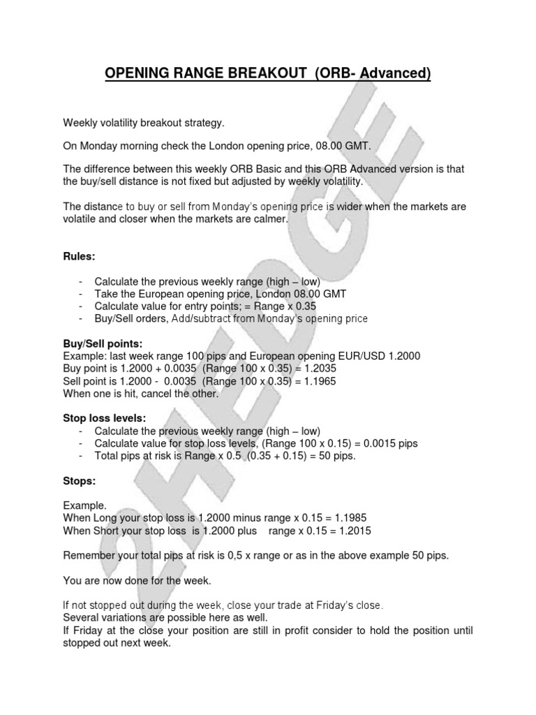 Opening Range Breakout (Orb-Advanced) : Rules | Download Free PDF ...