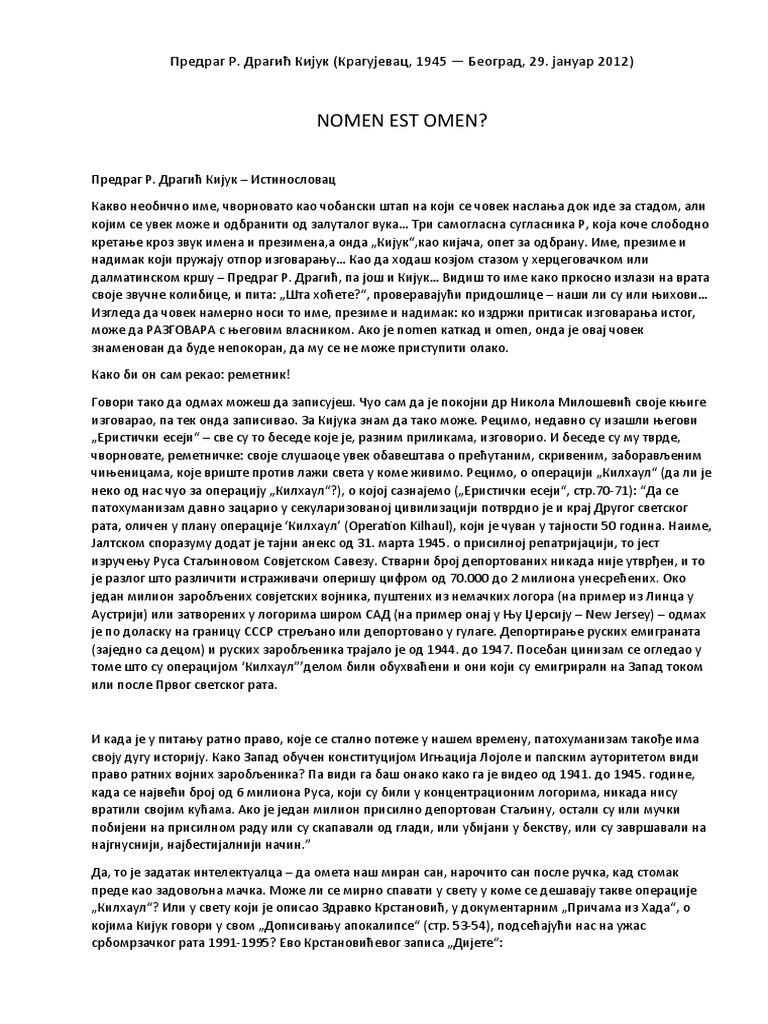 Predrag Dragic Kijuk - in Memoriam - V.Dimitrijevic | PDF