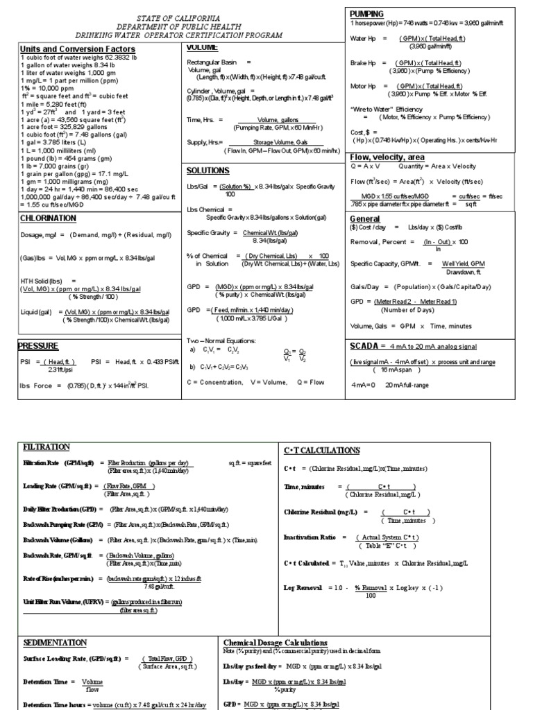 Water Treatment Math Docs | PDF | Water Purification | Gallon