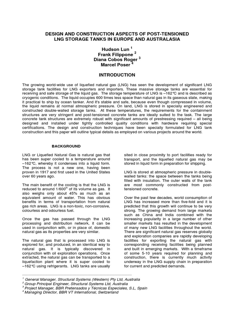 LNG Tank Design & Construction | PDF | Prestressed Concrete | Liquefied ...