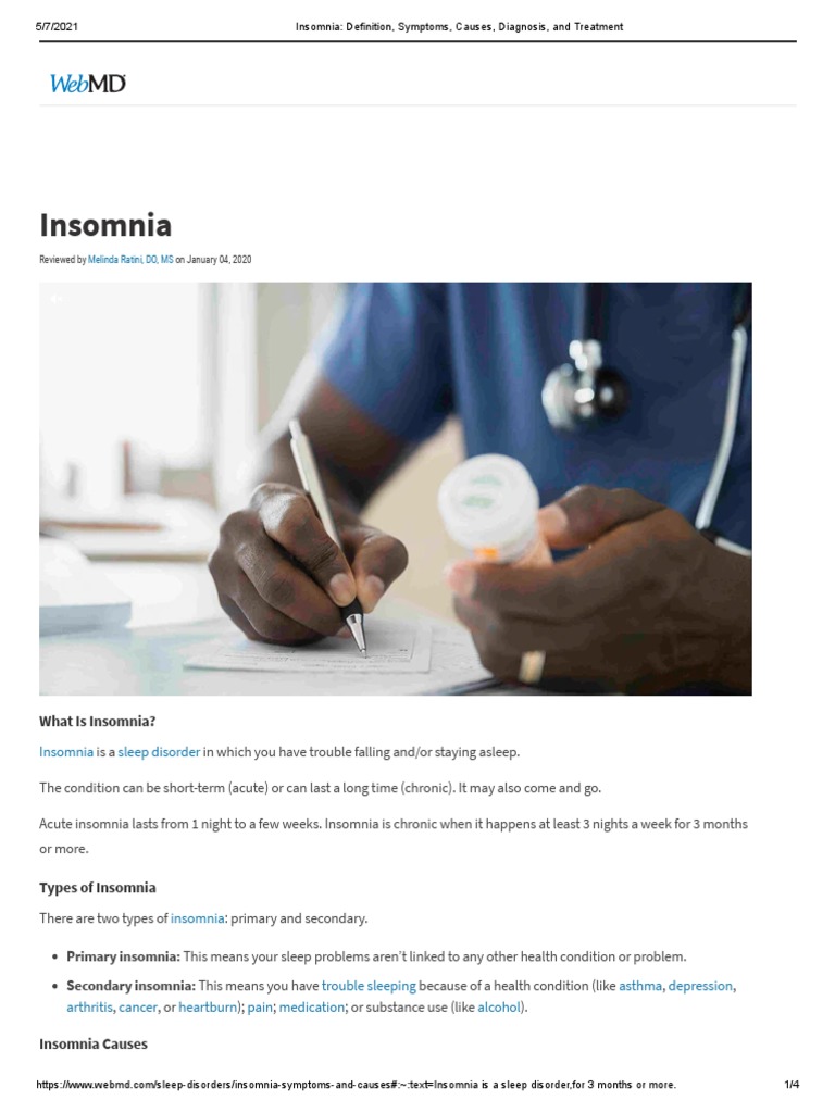 Insomnia - Definition, Symptoms, Causes, Diagnosis, and Treatment ...