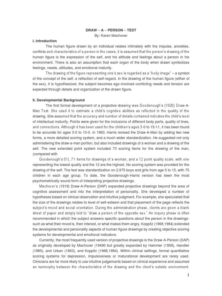 Draw - A - Person - Test | PDF | Clinical Psychology | Behavioural Sciences