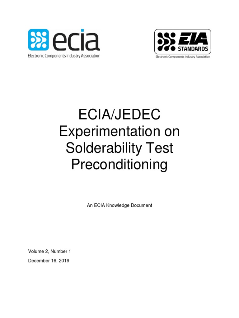 Ecia/Jedec Experimentation On Solderability Test Preconditioning | PDF ...