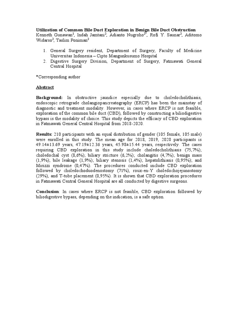 CBD Exploration for Benign Obstruction | PDF | Wellness | Science ...