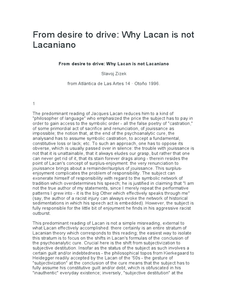 From Desire To Drive | PDF | Jacques Lacan | Reality