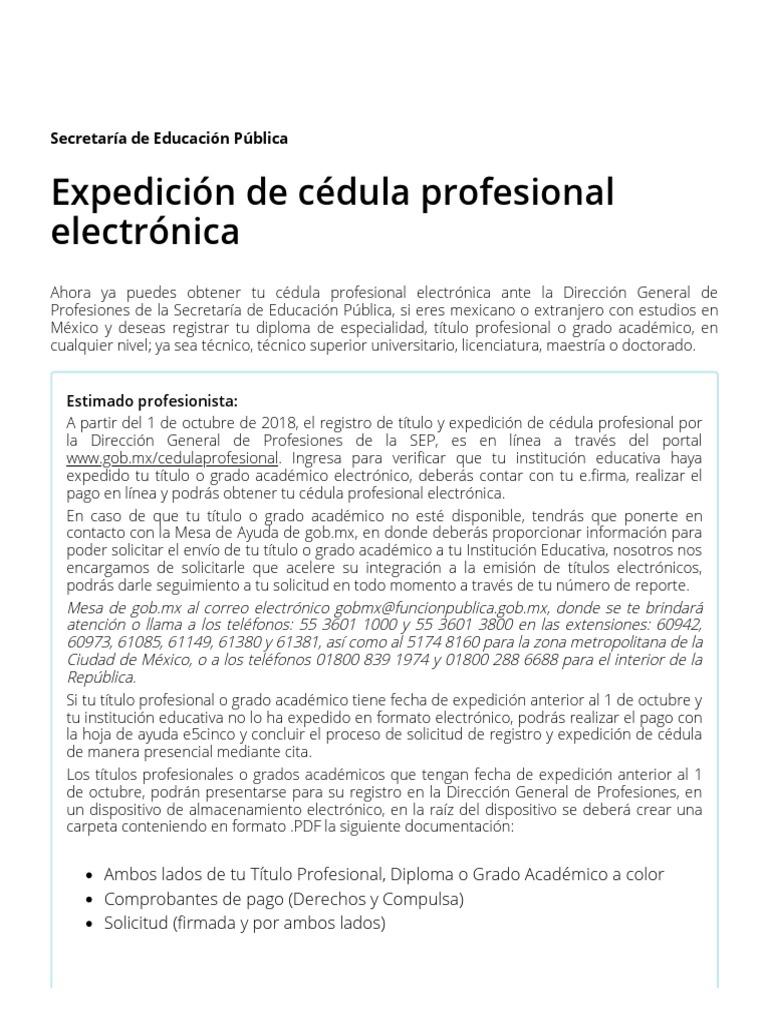 Cédula Profesional Electrónica SEP | PDF | Titulo academico | México
