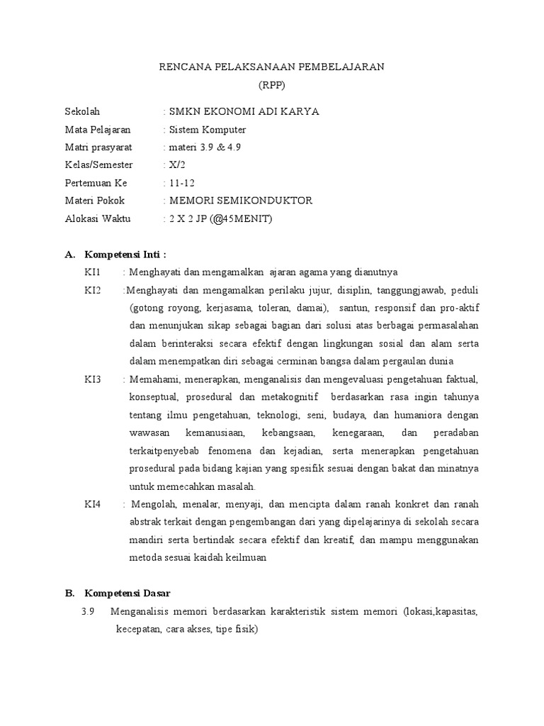 RPP 3.9 Sistem Komputer | PDF