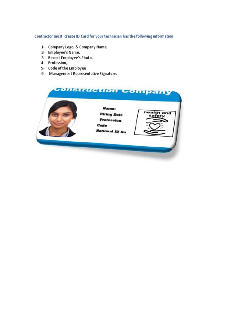 Technician ID Card Requirements | PDF | Business | Computers