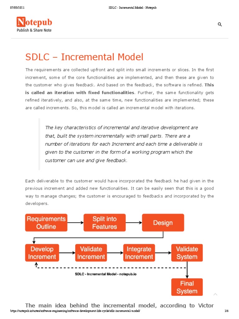SDLC - Incremental Model - Notepub | PDF