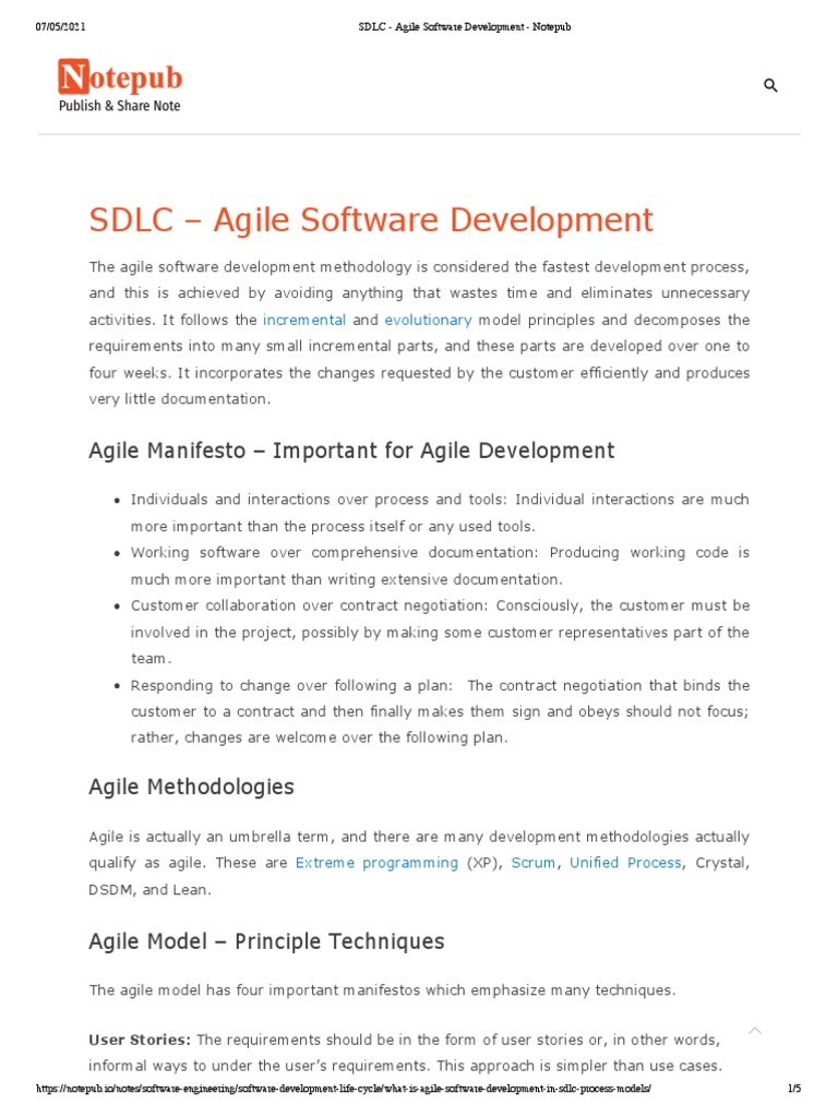 SDLC - Agile Software Development - Notepub | PDF | Business | Art