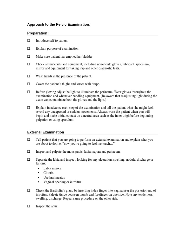 Approach To The Pelvic Examination: Preparation | PDF | Vagina | Female ...
