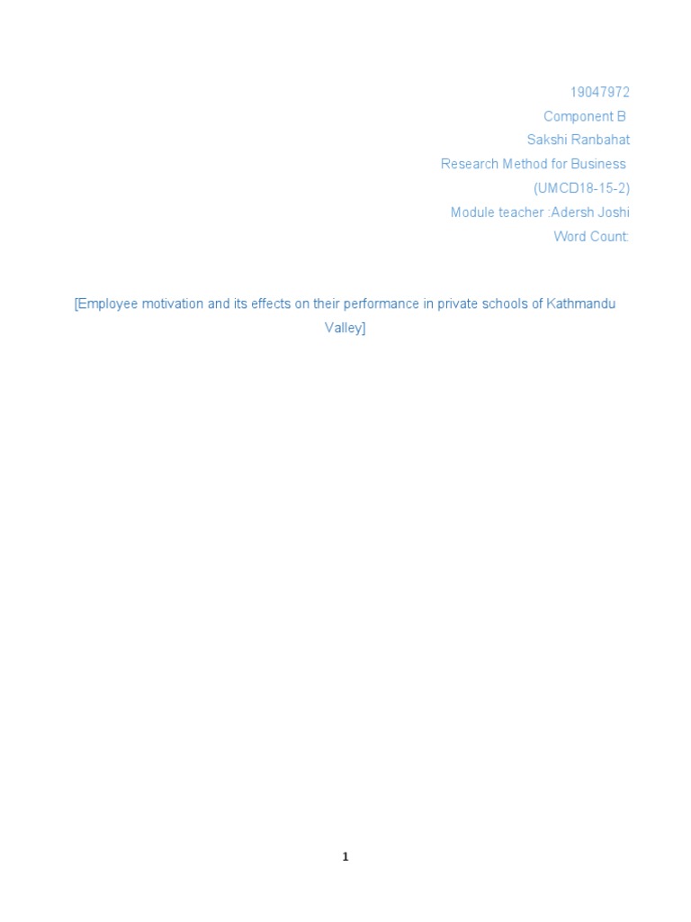 Research Proposal On Employee Motivation | PDF | Motivation | Motivational