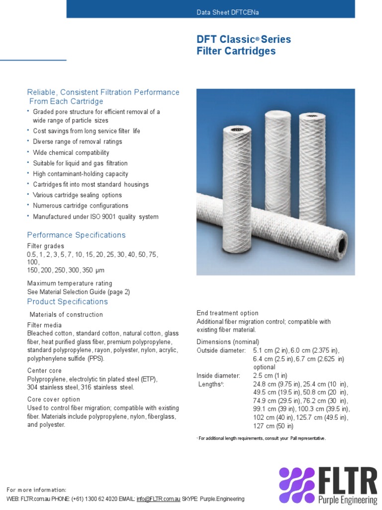 DFT Classic Series Filter Cartridges: Reliable, Consistent Filtration ...