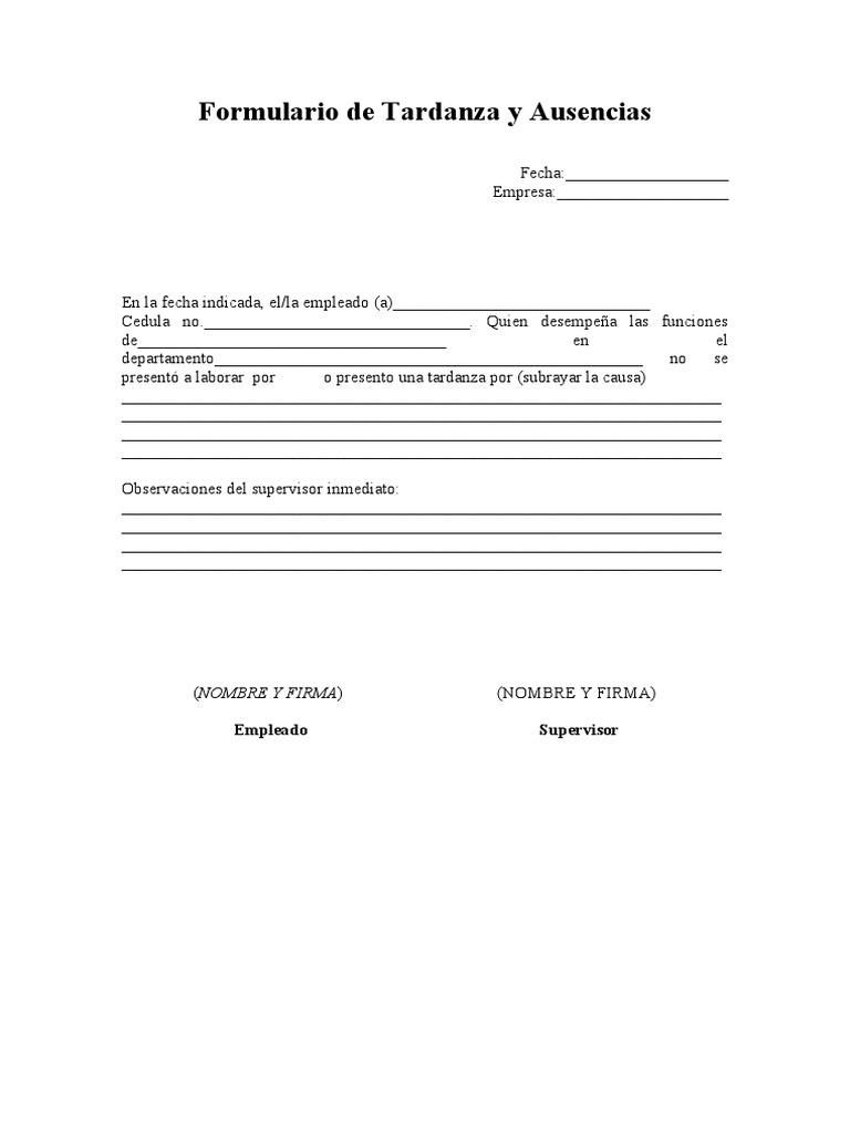 Formulario de Ausencias y Tardanzas | PDF