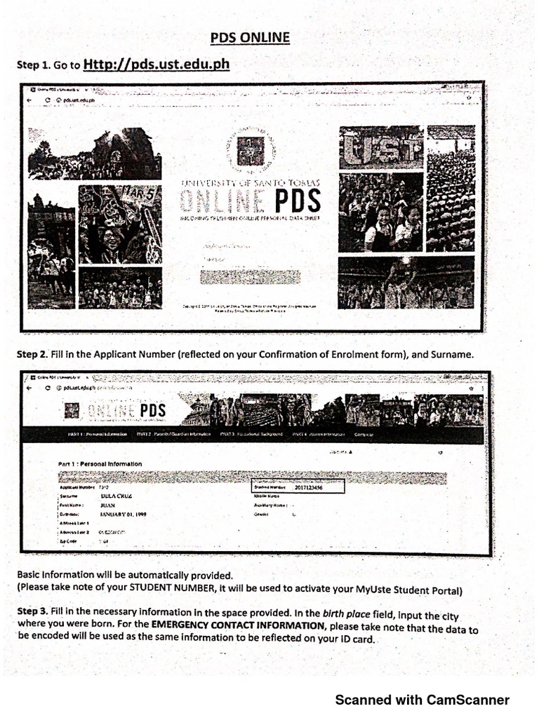 Ust PDS Online Instructions | PDF