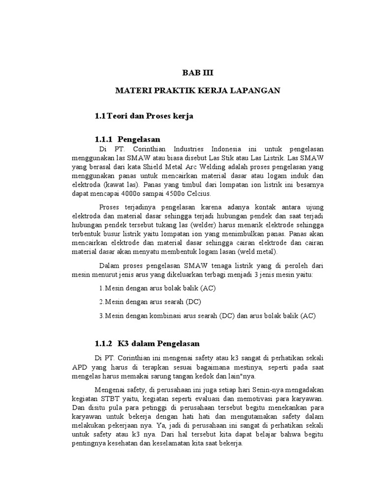Bab Iii Contoh Materi Pengelasan | PDF