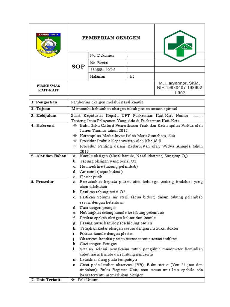 Pemberian Oksigen Melalui Nasal Kanul | PDF