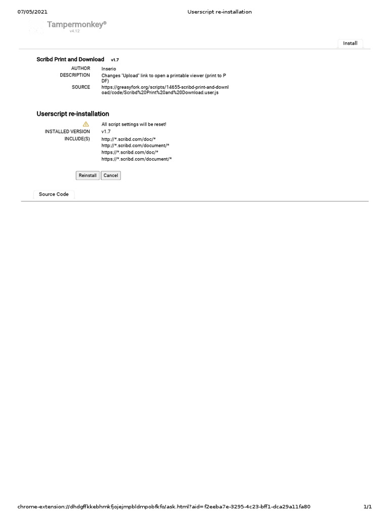 Userscript Re Installation | PDF