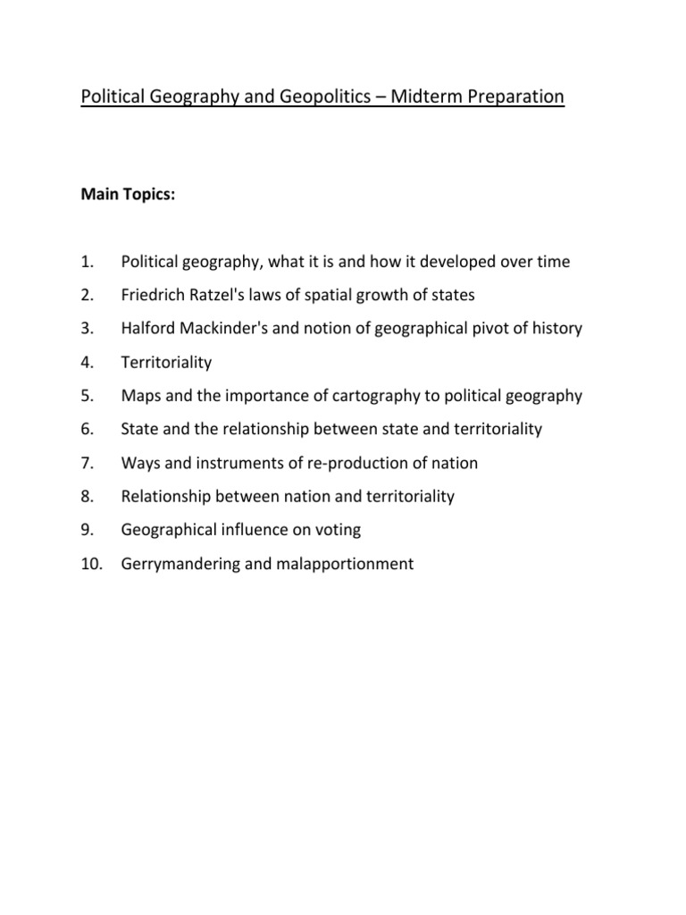 Political Geography and Geopolitics | PDF