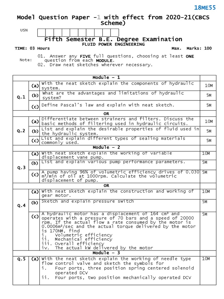 Model Question Paper - With Effect From 2020-21 (CBCS Scheme) Fifth ...