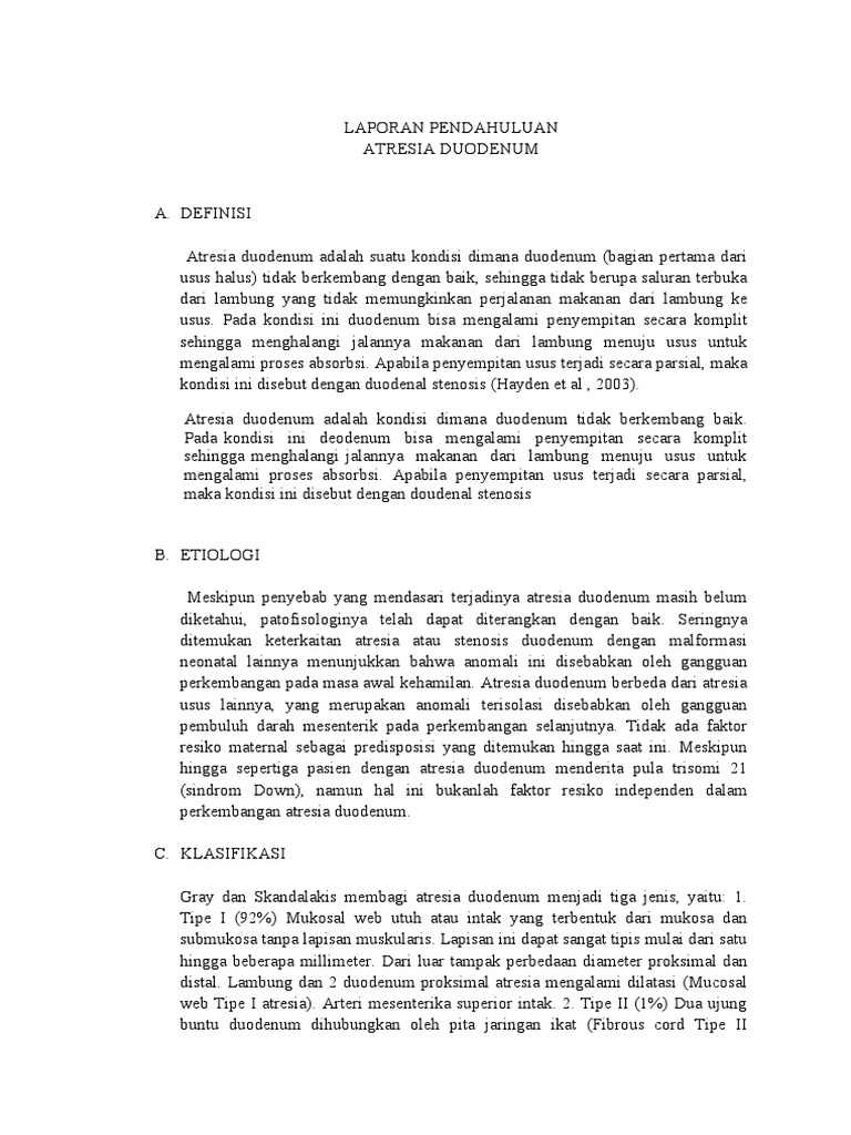 Atresia Duodenum: Definisi dan Gejala | PDF | Sains & Matematika