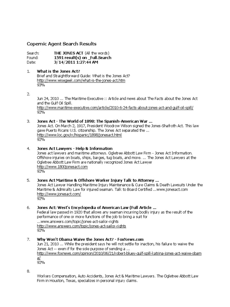 The Jones Act | PDF | Merchant Marine Act Of 1920 | Admiralty Law