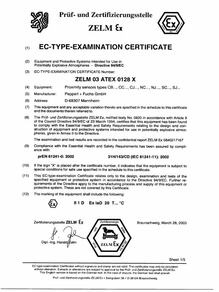 ZELM 03 Atex 0128 X-GB | PDF