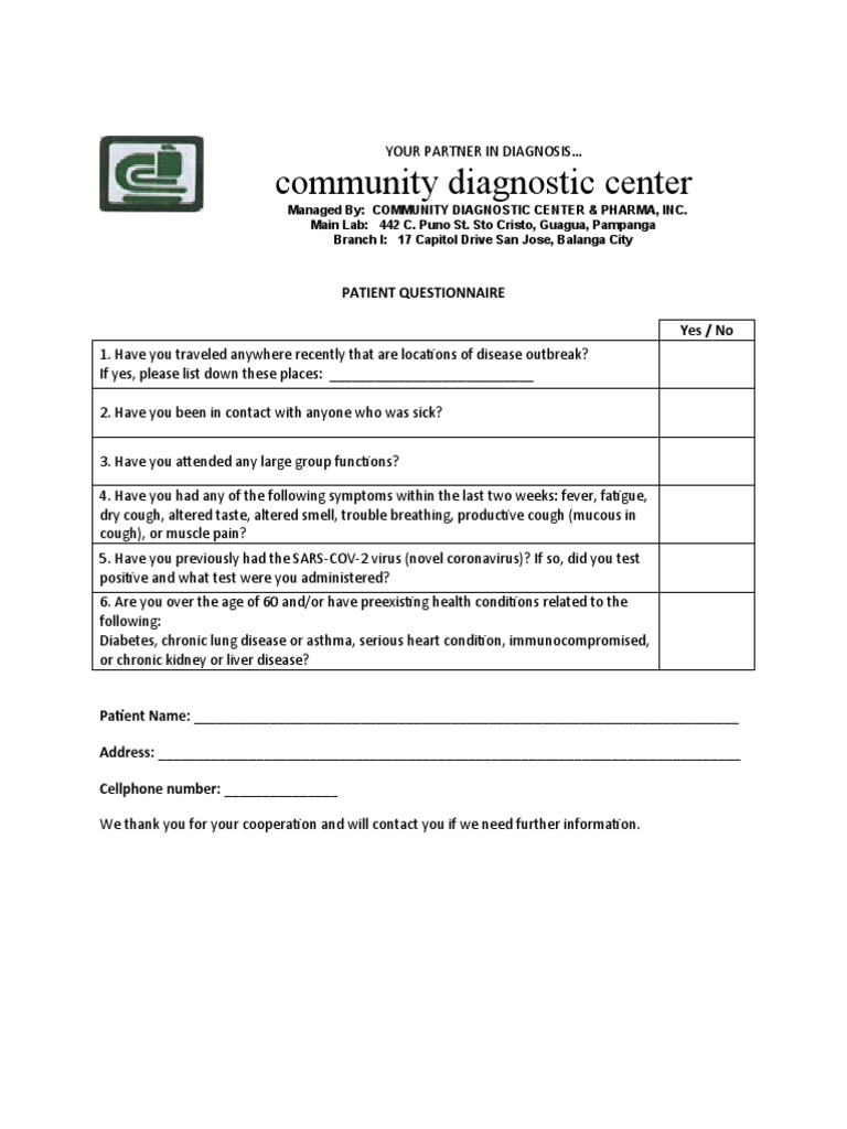 Patient Questionnaire | PDF