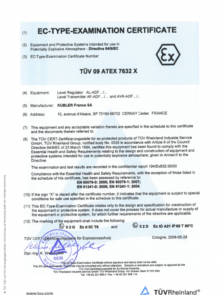 TUV 09 Atex 7632 | PDF