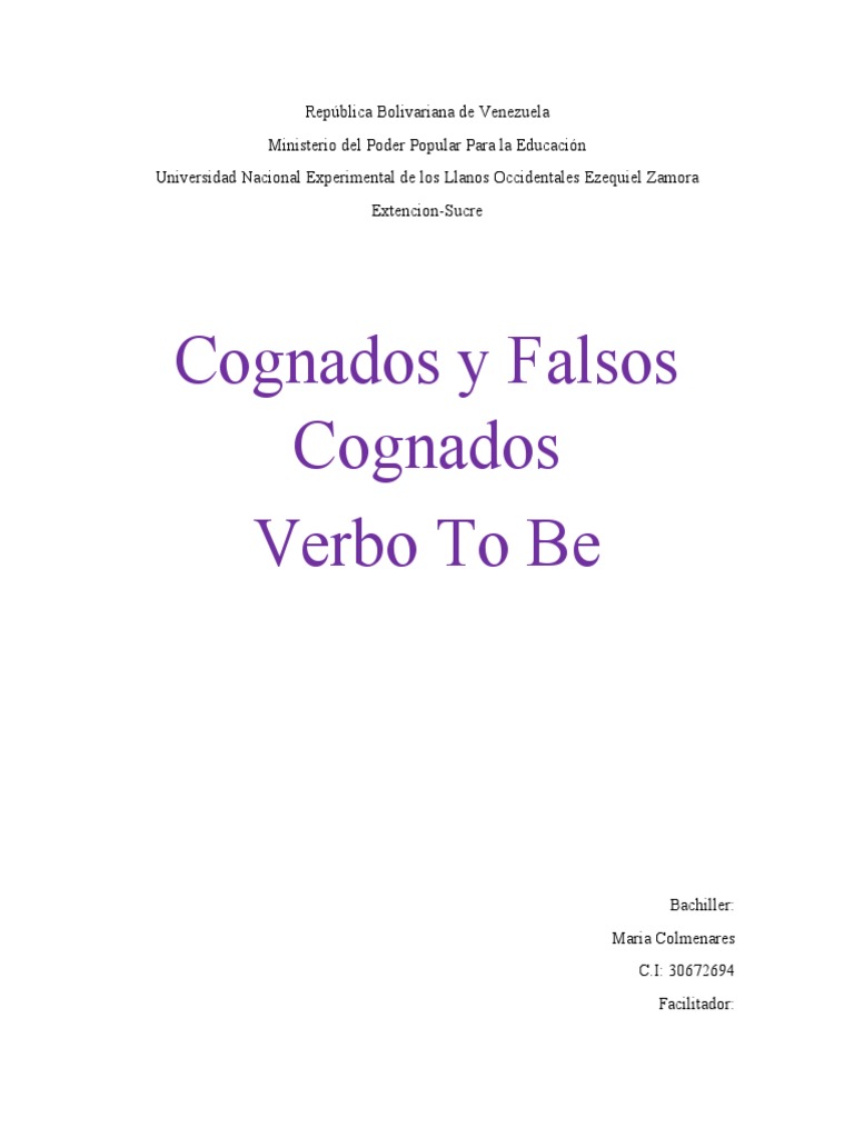 Cognados Falsos Cognados y Verbo To Be | PDF | Palabra | latín