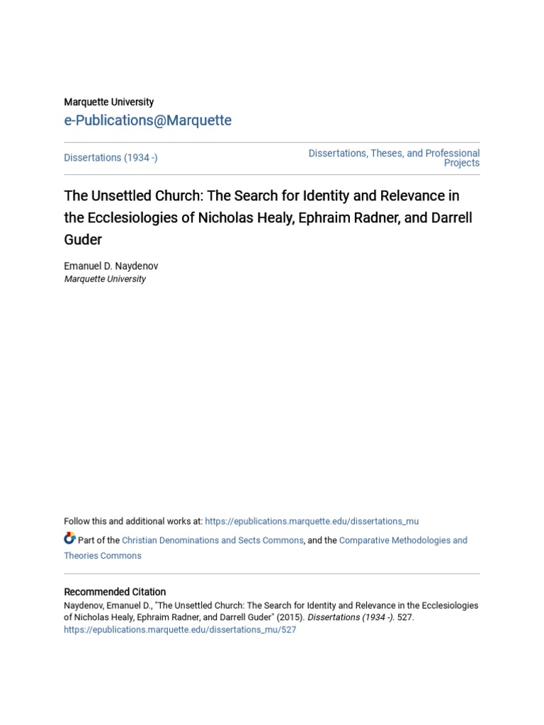 The Unsettled Church - The Search For Identity and Relevance in TH ...