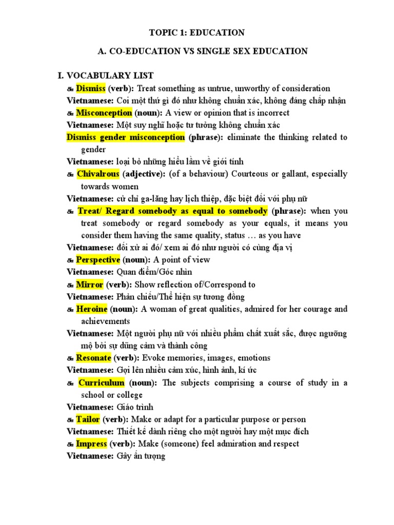 Topic 1 Education Coeducation Vs Single Sex Education Pdf