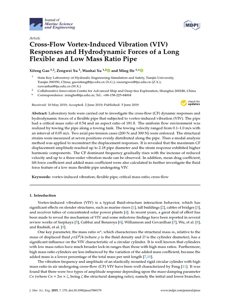 Cross-Flow Vortex-Induced Vibration (VIV) Responses and Hydrodynamic ...