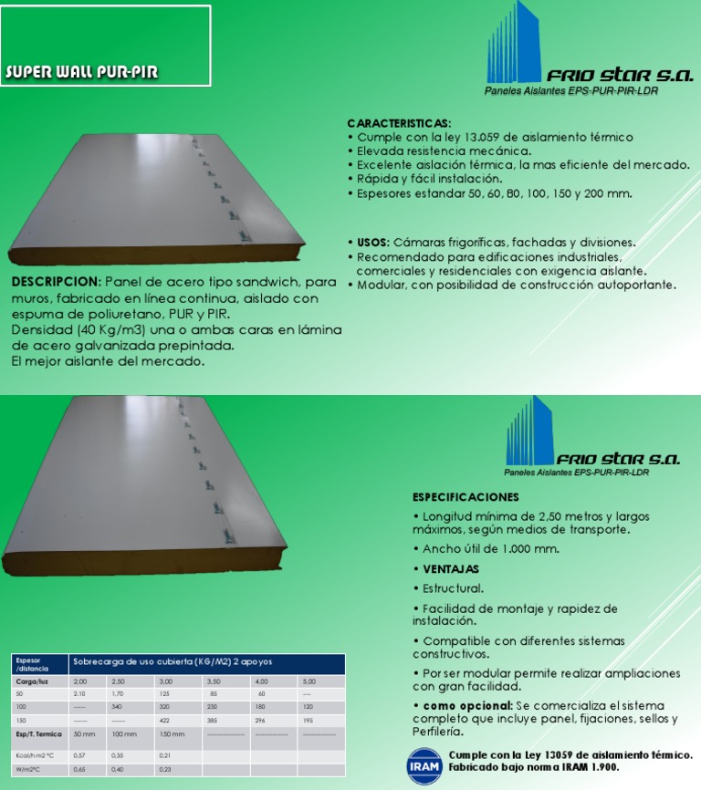 Super Wall - PUR PIR | PDF | Aislamiento térmico | Aisladores