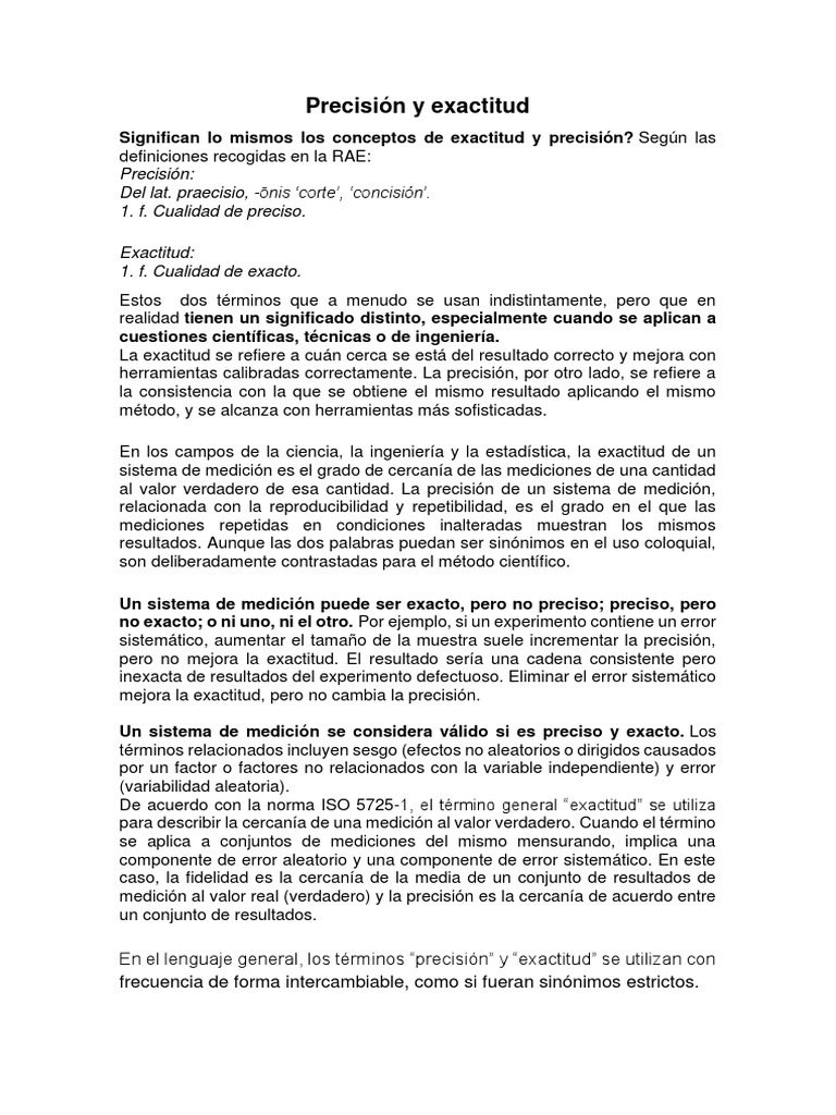 Errores. Precisión y Exactitud | PDF | Exactitud y precisión | Medición