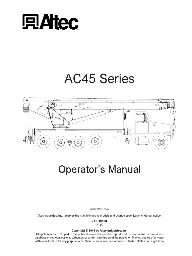 Altec AC45 Operators Manual | PDF | Crane (Machine) | Insulator ...