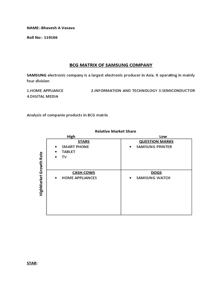 BCG Matrix of Samsung Company | PDF | Samsung Electronics | Smartphone