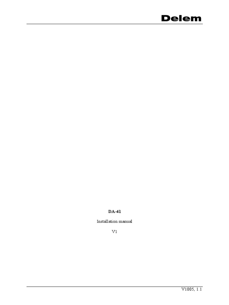 Delem: Installation Manual V1 | PDF | Specification (Technical Standard ...