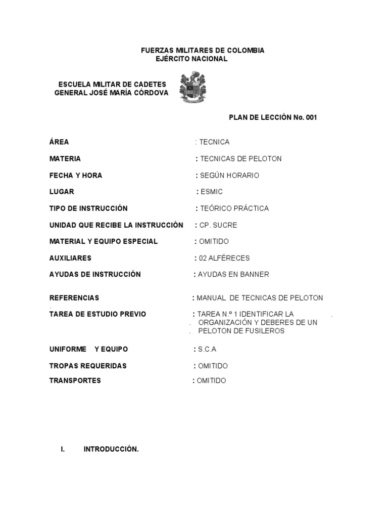 PLAN DE LECCION Si | PDF | Militar | Ciencia militar