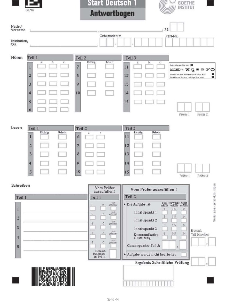Antwortbogen | PDF